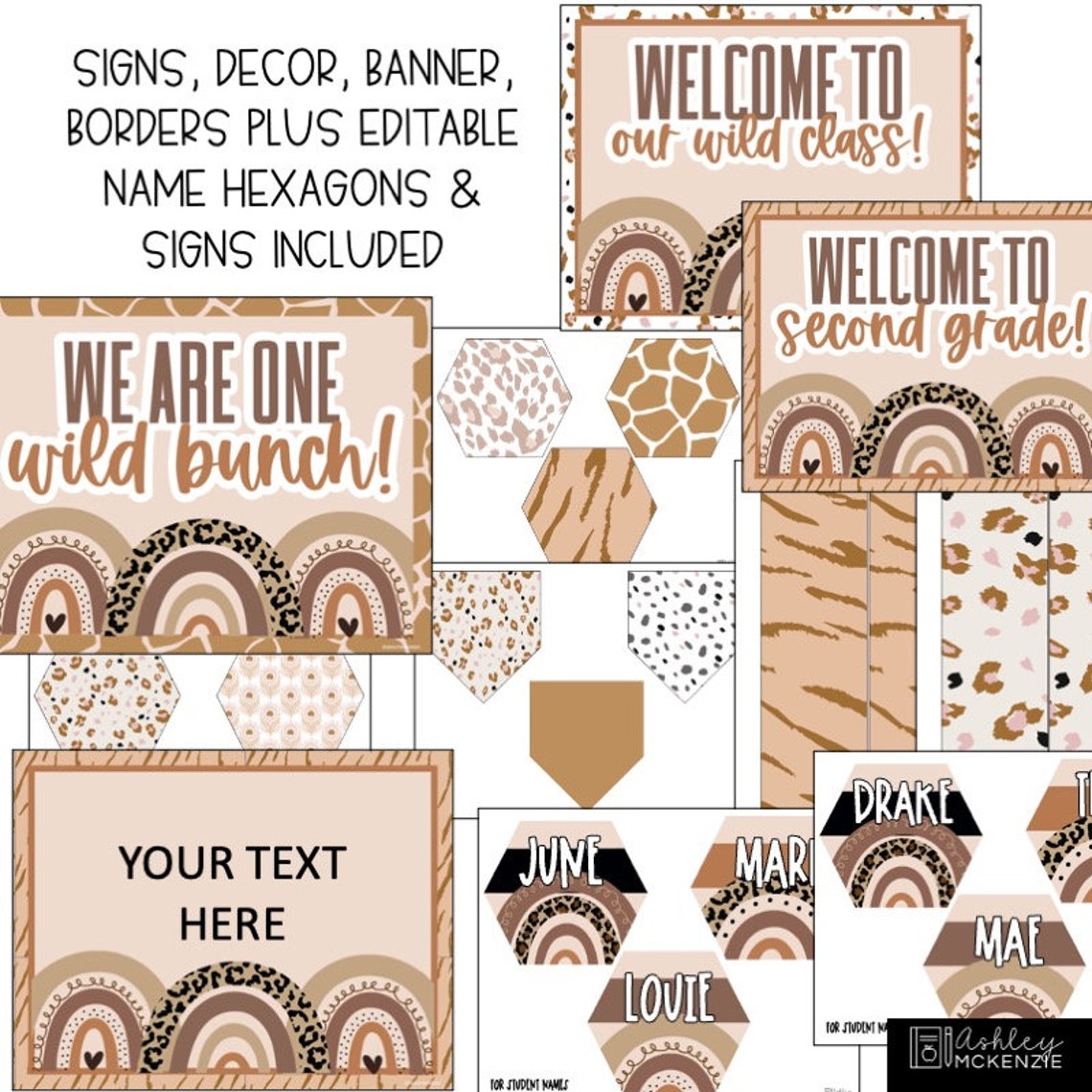 Animal Print Classroom Door Decor Kit Back to School Easy - Etsy