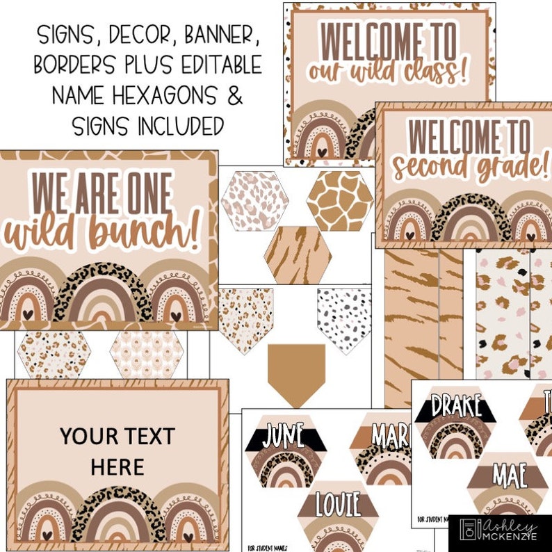 Animal Print Classroom Door Decor Kit Back to School Easy - Etsy