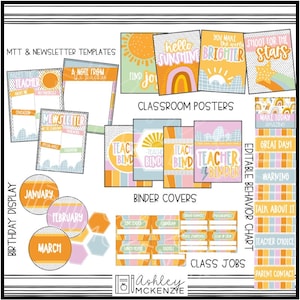 Sunshine Classroom Decor Bundle Calming Classroom Theme Back to School ...