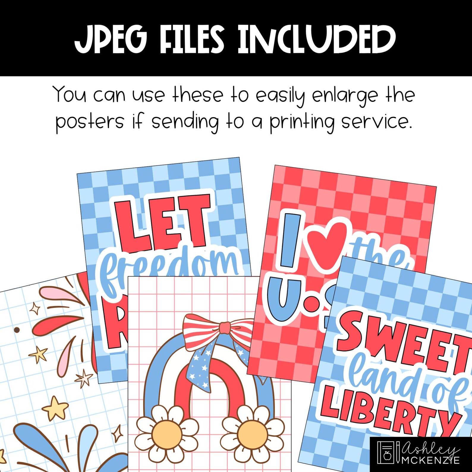Patriotic 4th of July Posters With Printable Bulletin Board Borders ...