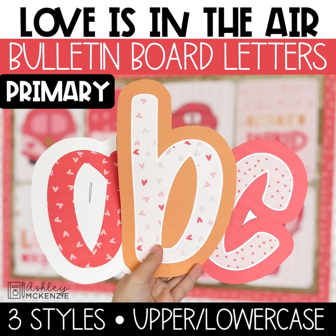 Valentine's Day Bulletin Board Letters, Primary Font, Printable ...