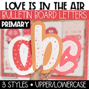 Valentine's Day Bulletin Board Letters, Primary Font, Printable ...