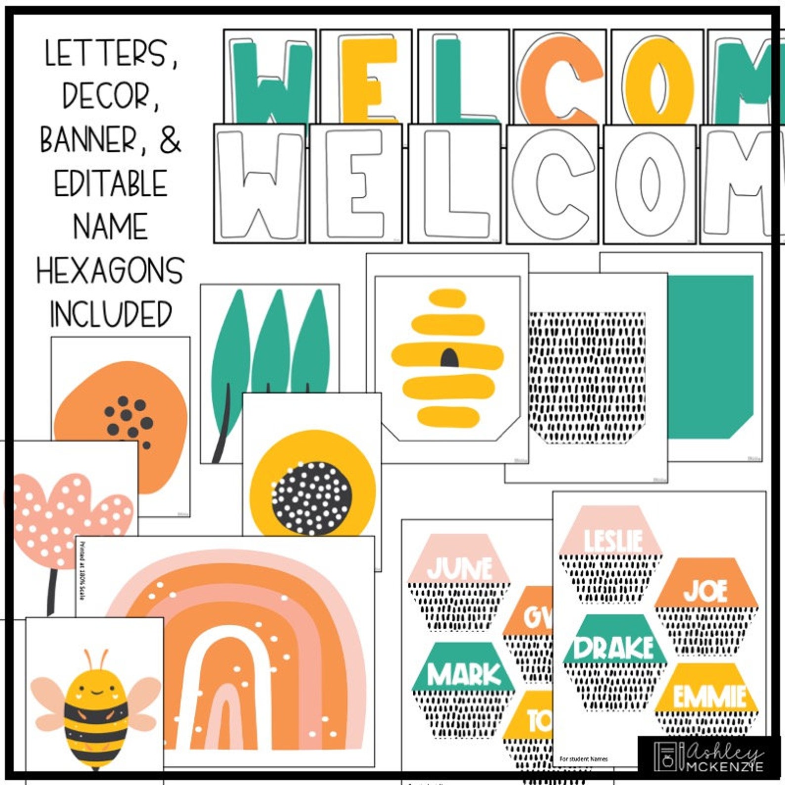 Honey Bee Back to School Bulletin Board or Classroom Door Decor, Easy ...