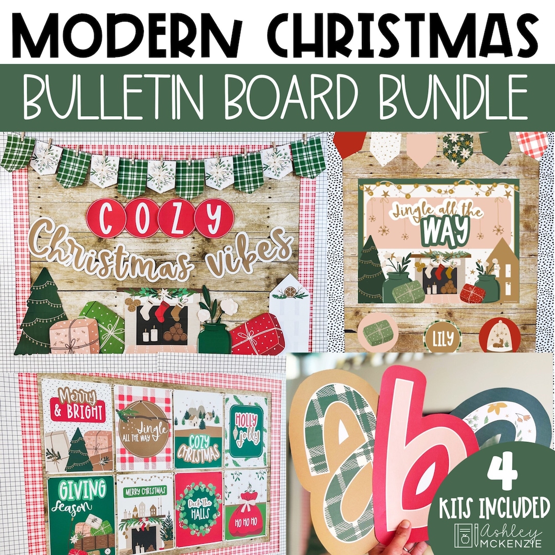 Modern Christmas Classroom Decor, Bulletin Board Kit, Classroom Posters ...