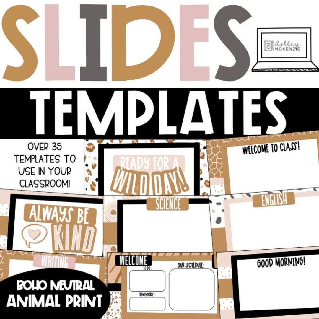 Boho Animal Print Slides and Powerpoint Templates, Calm Classroom Decor ...