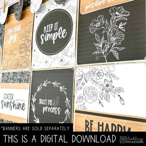 Black and White Floral Classroom Posters, Easy and Modern Classroom ...