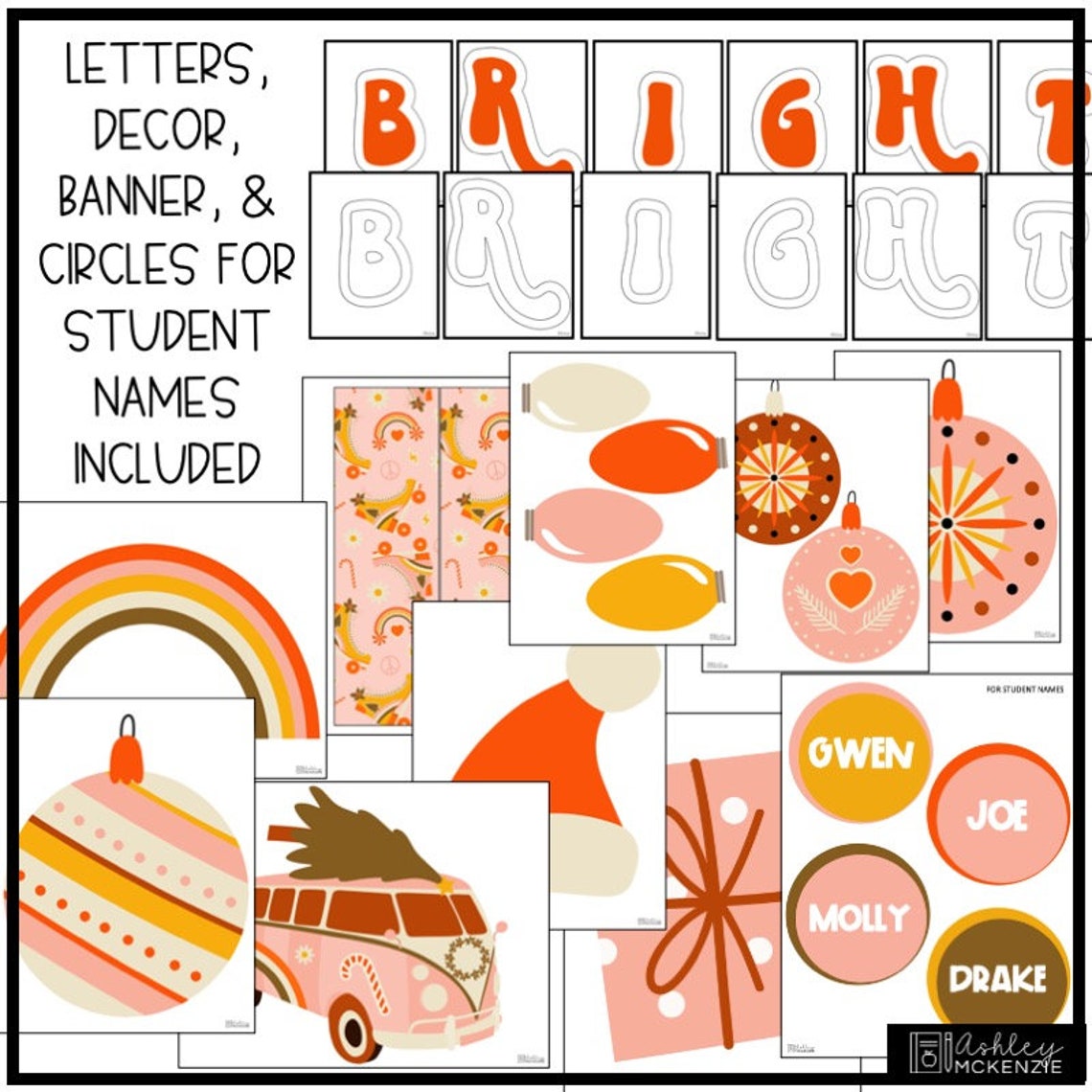 Christmas Retro Theme Bulletin Board Kit Easy Holiday - Etsy