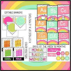 Rainbow Brights Classroom Decor Bundle, Bright Class Theme, Easy and ...
