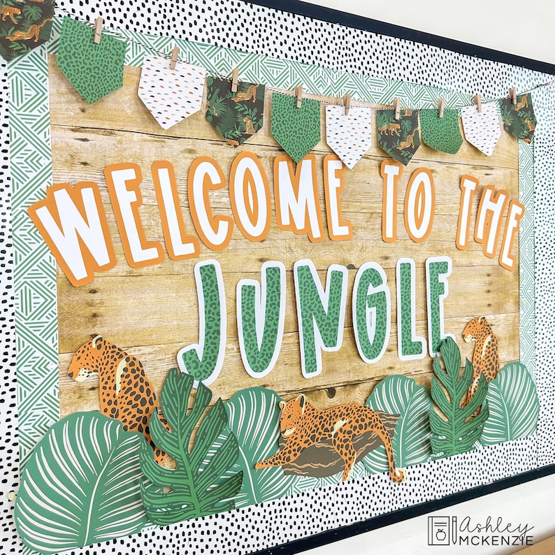 Modern Jungle Classroom Decor Back to School Bulletin Board Editable ...