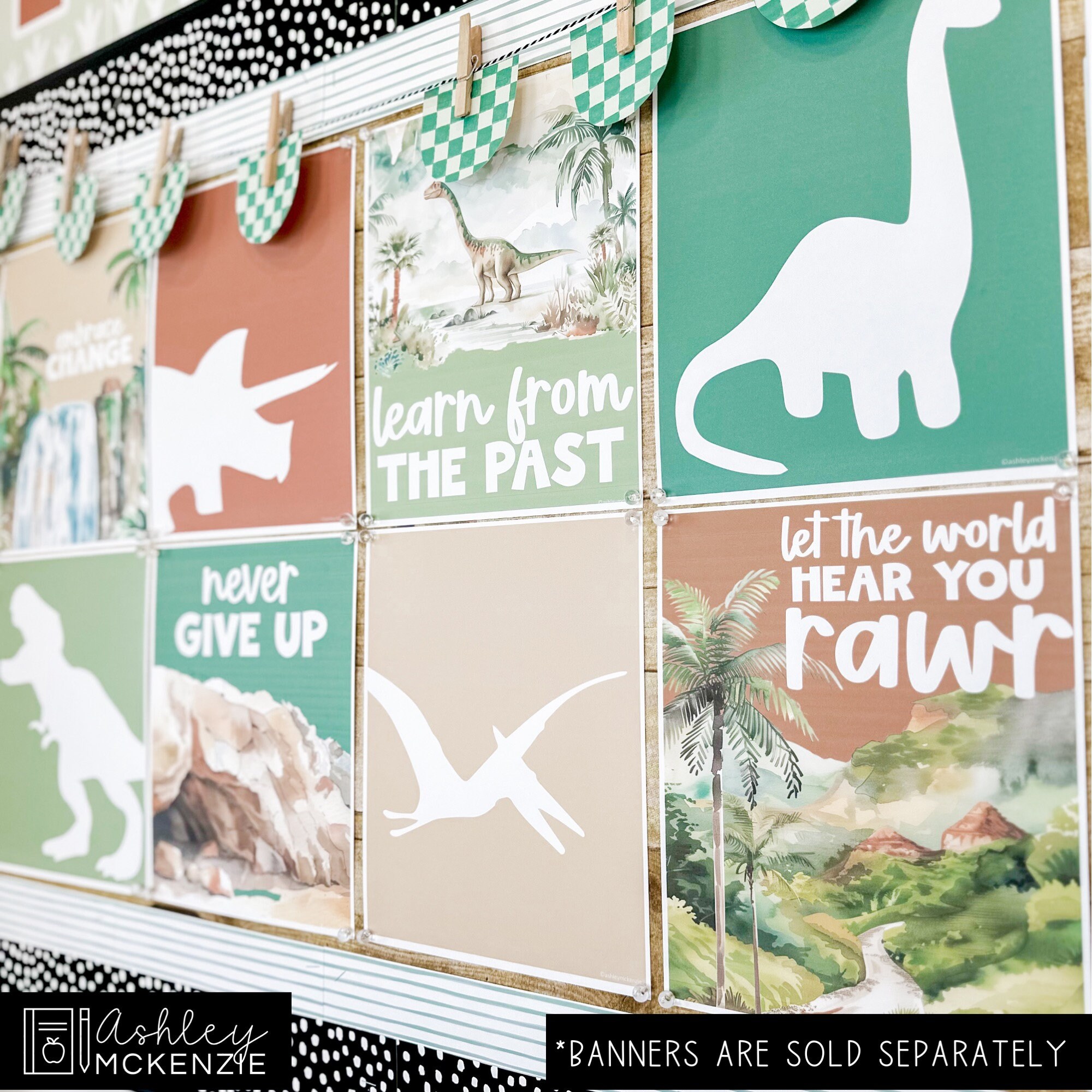 Modern Dinosaur Classroom Theme, Decorative Classroom Posters, Easy and ...