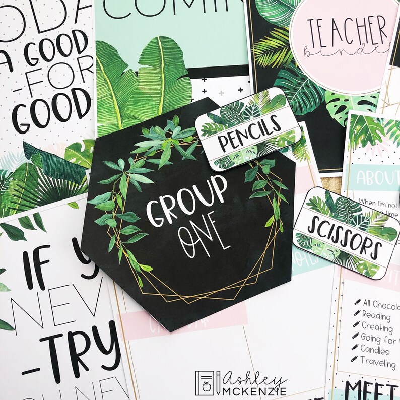 Modern Tropical Classroom Decor Bundle Easy Classroom Etsy