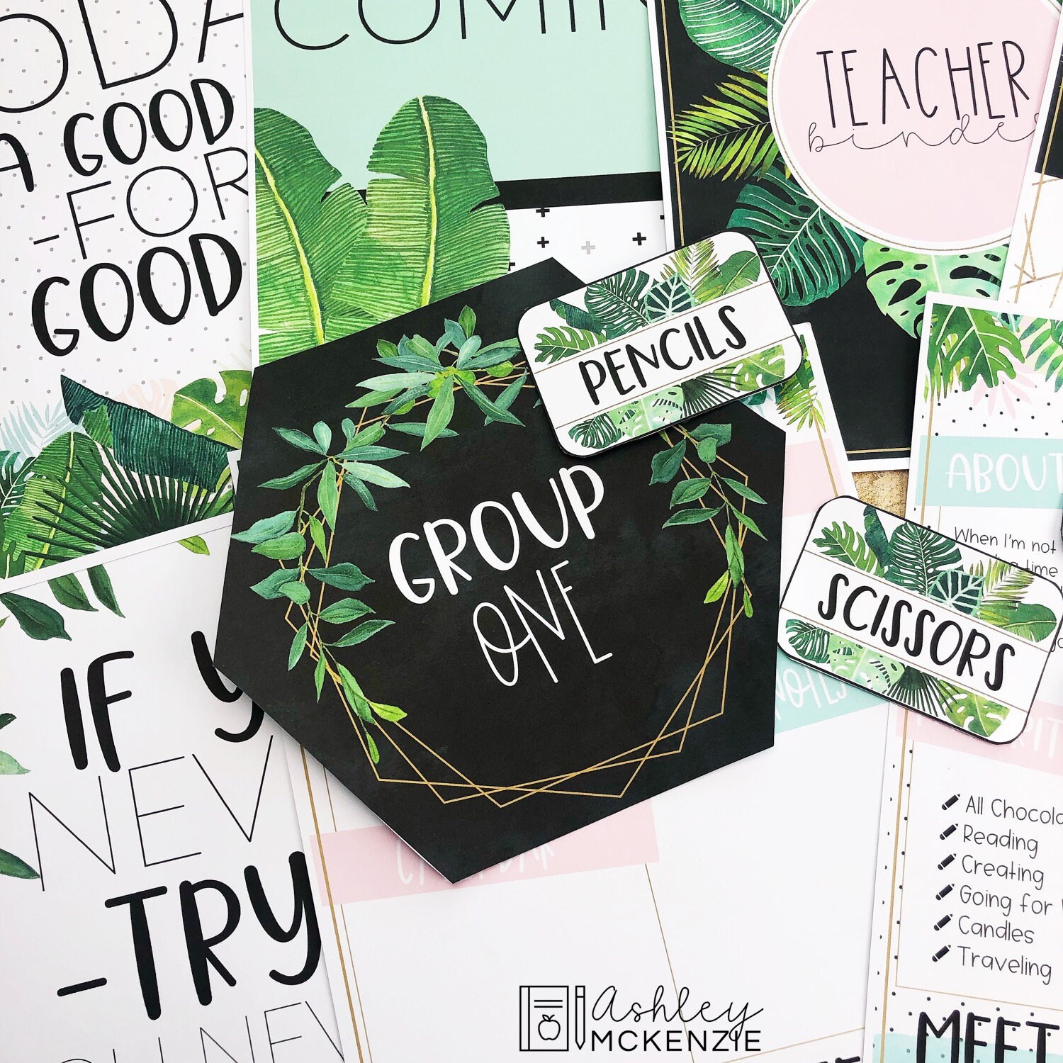 Modern Tropical Classroom Decor Bundle Easy Classroom | Etsy UK