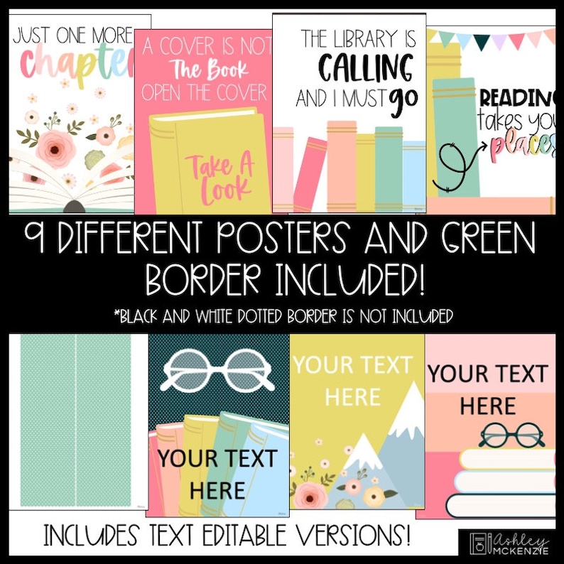 Reading or Library Classroom Posters, Easy and Modern Classroom ...