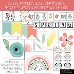 Boho Rainbow Spring Bulletin Board or Classroom Door Decor, Easy and ...
