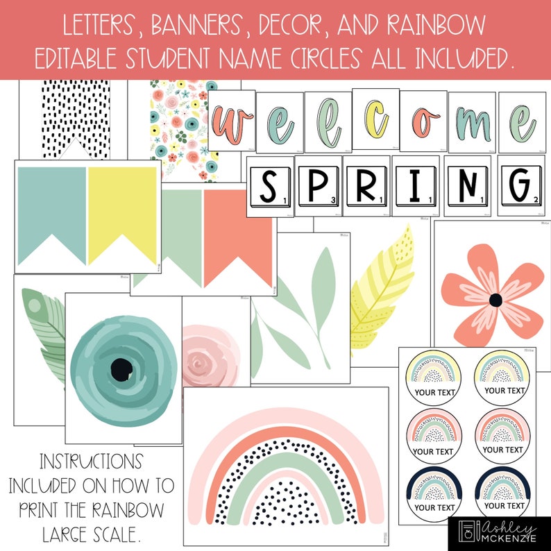 Boho Rainbow Spring Bulletin Board or Classroom Door Decor - Etsy