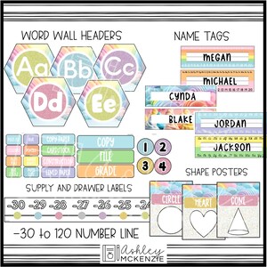 Calm Colors Classroom Decor Bundle, Pastel Sweets Theme, Editable ...