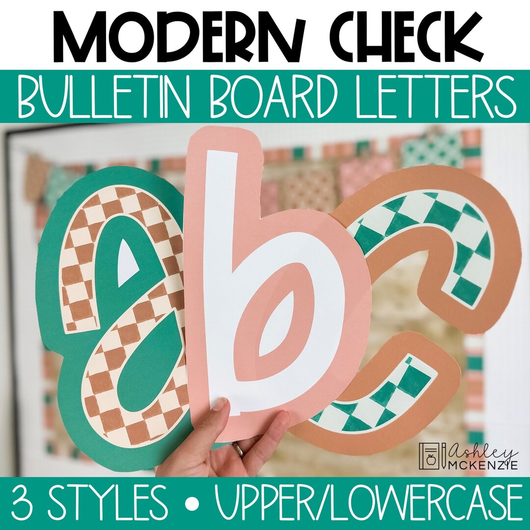 Modern Check Classroom Decor, A-Z Bulletin Board Letters, Punctuation ...