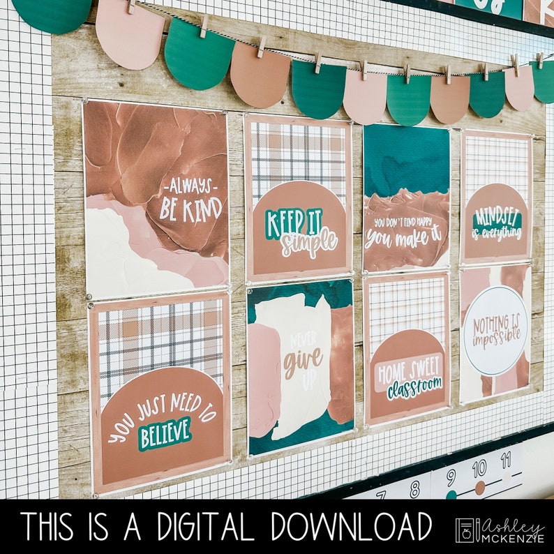 Modern Plaid Themed Classroom Posters, Easy and Modern Classroom ...