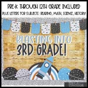 Space Back to School Bulletin Board Blasting Into a New Year Door Decor ...