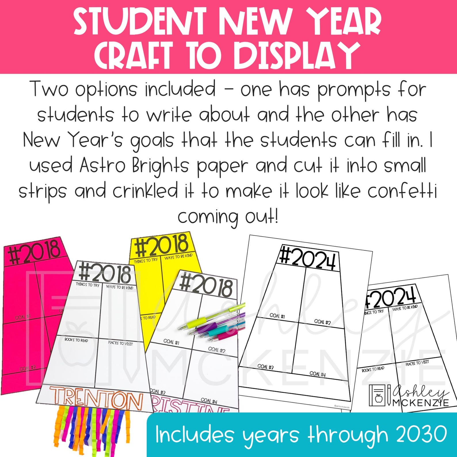 New Year's Resolutions Craft, Goal Writing Activity, New Year 2026 ...