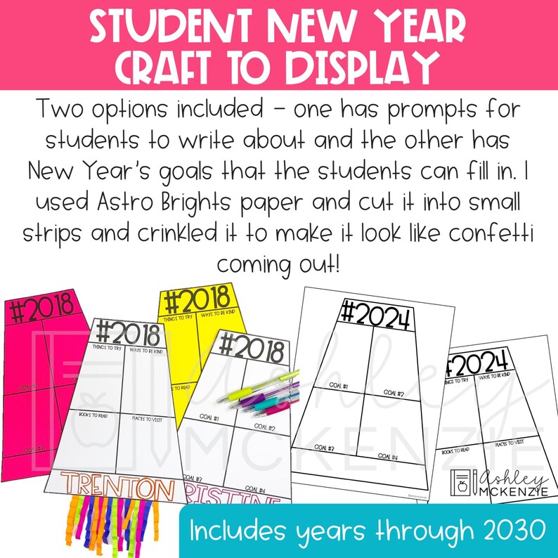 New Year's Resolutions Craft, Goal Writing Activity, New Year 2026 ...