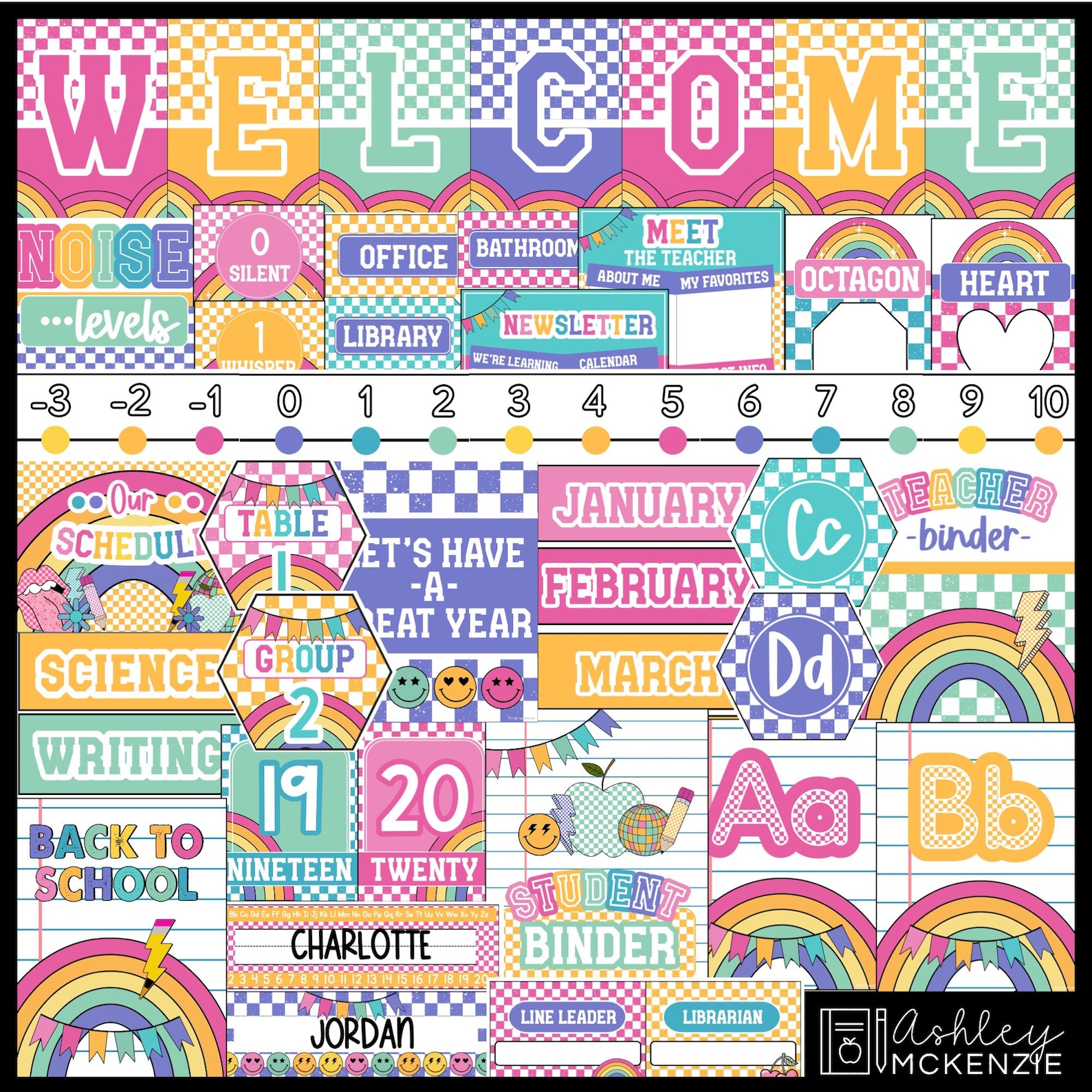 Bright Rainbow Classroom Decor Bundle Back to School Bulletin Board ...