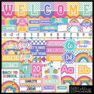 Bright Rainbow Classroom Decor Bundle Back to School Bulletin Board ...