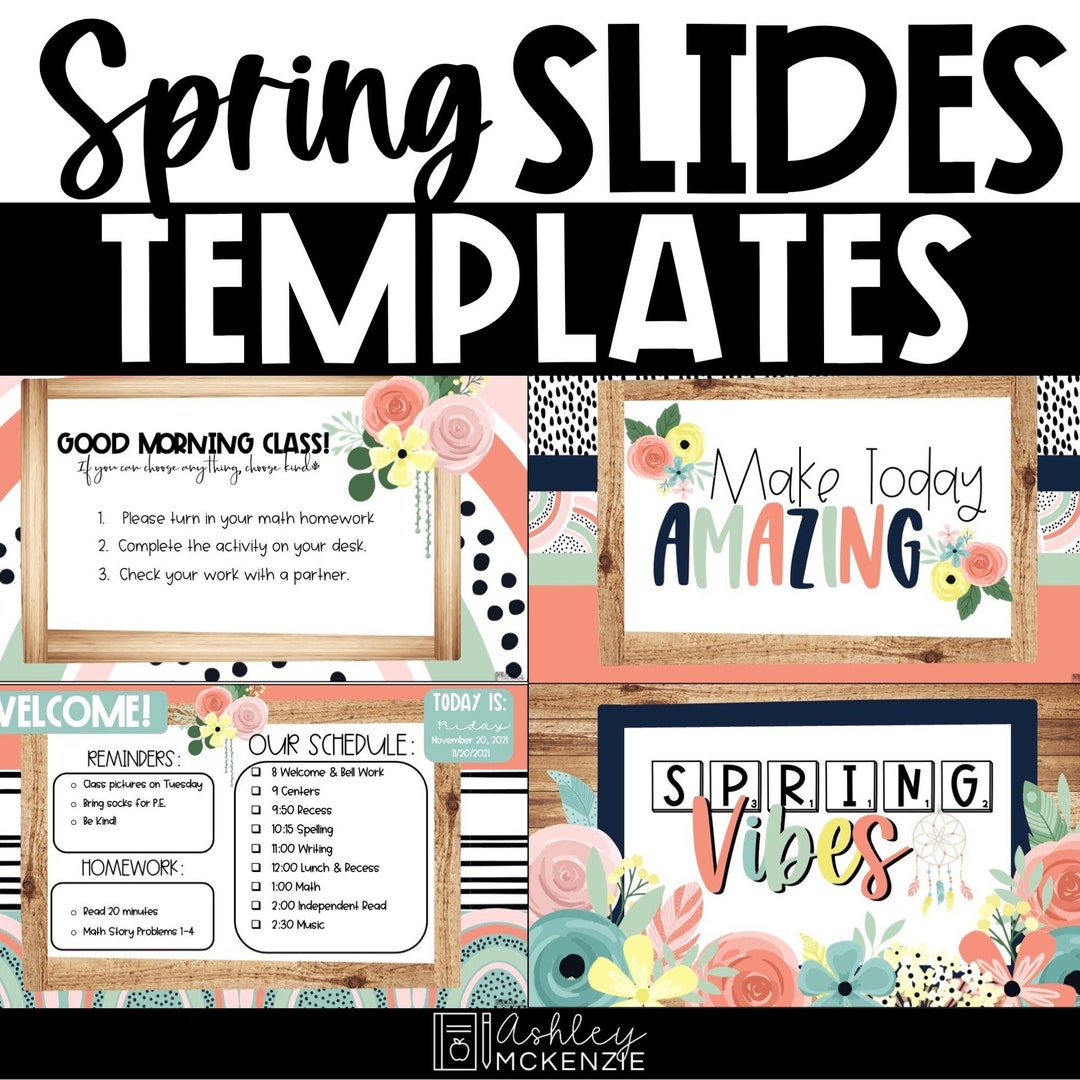 Boho Spring Google Slides and Powerpoint Templates, April Daily Slides ...