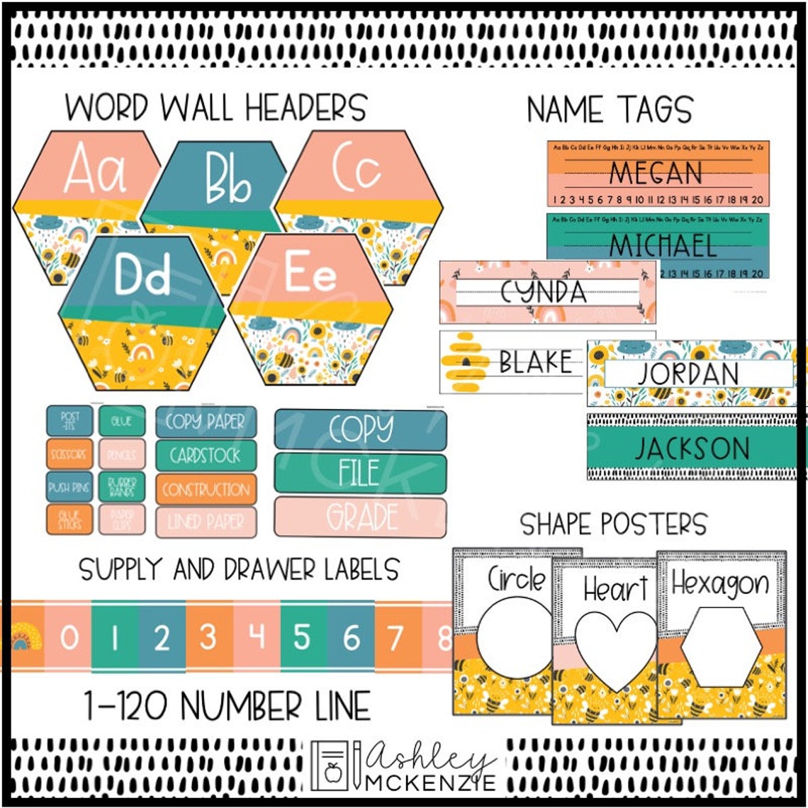 Honey Bee Classroom Decor Bundle Easy and Modern Classroom - Etsy España