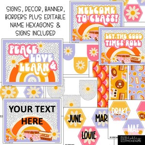 Retro Classroom Door Decor Kit, Retro Vibes Theme, Easy and Modern ...