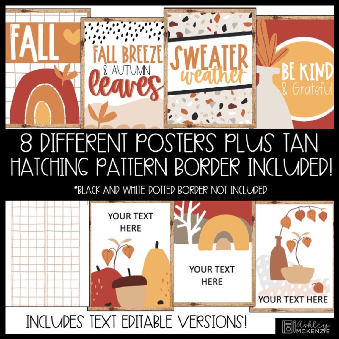 Fall Boho Classroom Posters Easy and Modern Autumn Classroom - Etsy