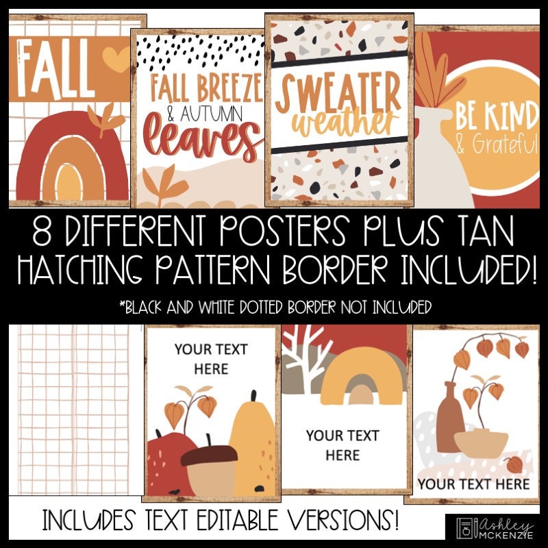 Fall Boho Classroom Posters Easy and Modern Autumn Classroom - Etsy