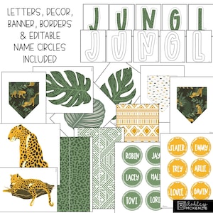 Back to School Bulletin Board Kit Modern Jungle Themed Classroom Decor ...