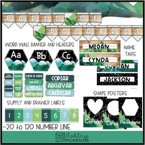 Spanish Scandi Mountains Classroom Decor Bundle, Easy and Modern ...