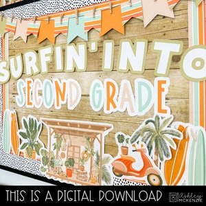 Beach Themed Back to School Bulletin Board Kit, Tropical Surf Theme ...