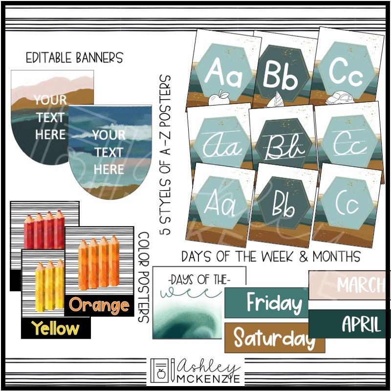 Calm Coastal Classroom Decor Theme Calming Classroom Decor Bundle ...