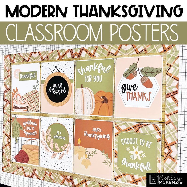 Modern Thanksgiving Classroom Posters November Theme Easy - Etsy