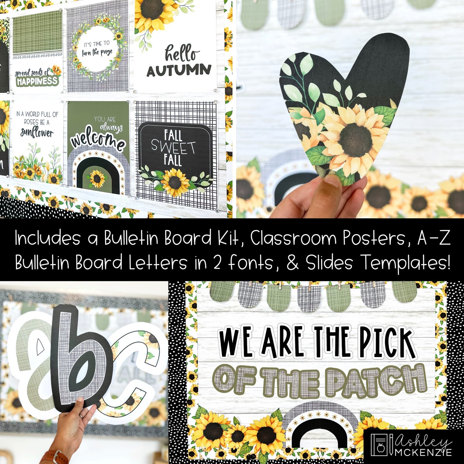 Fall Sunflowers Classroom Decor, Bulletin Board Kit, Classroom Posters ...