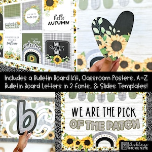 Fall Sunflowers Classroom Decor, Bulletin Board Kit, Classroom Posters ...