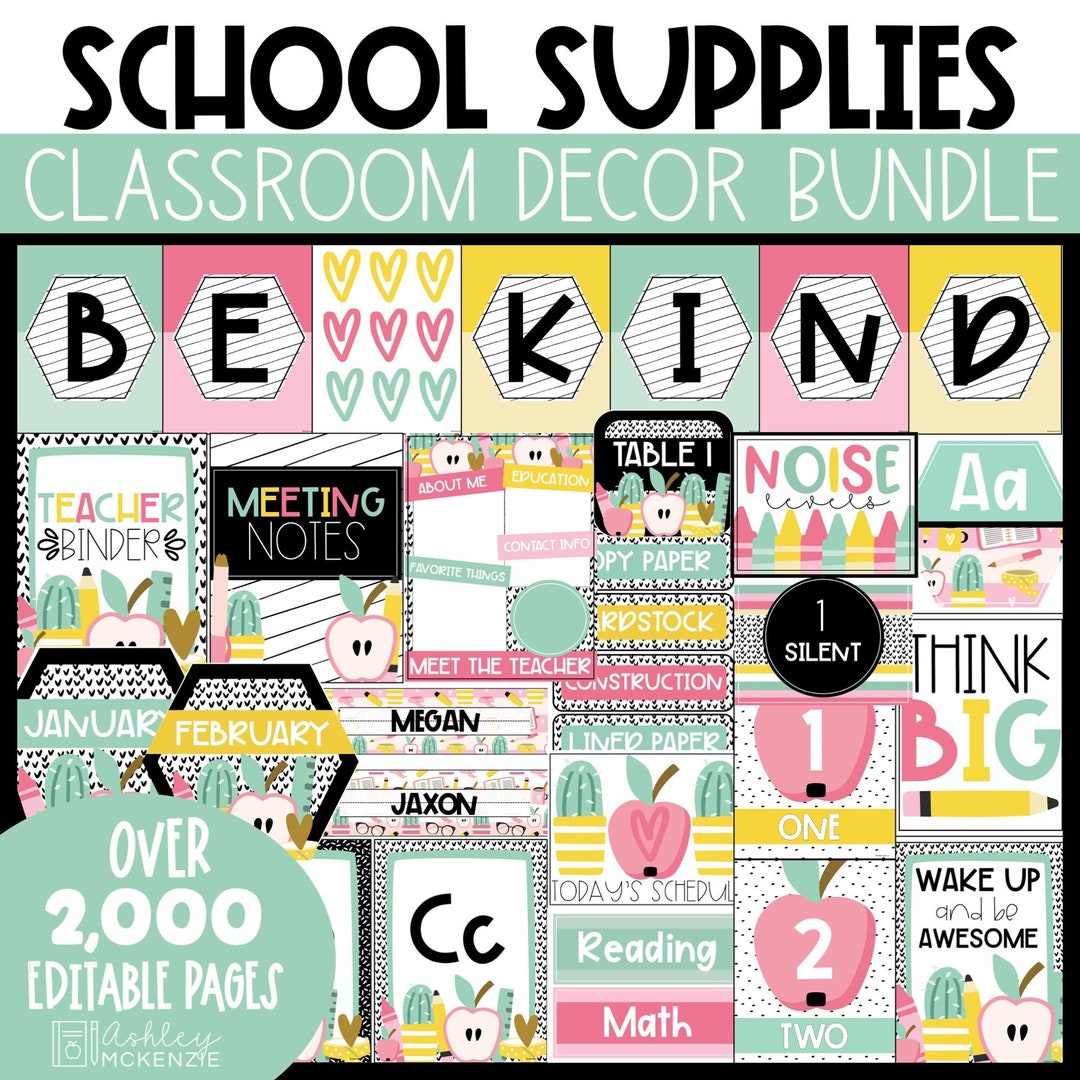 School Supplies Classroom Decor Bundle, Easy and Modern Classroom ...
