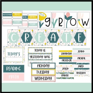 Vintage Floral Blooms Classroom Decor Bundle, Easy and Modern Classroom ...