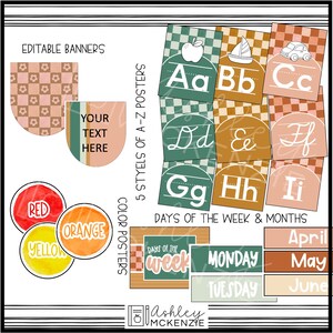 Modern Gingham Checkered Themed Classroom Decor Bundle, Editable ...