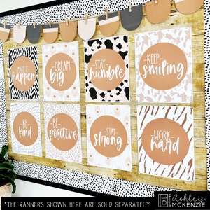 Boho Neutral Animal Print Classroom Posters, Easy and Modern Classroom ...