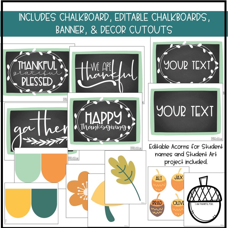 Thanksgiving Chalkboard Bulletin Board or Classroom Door Decor, Easy ...