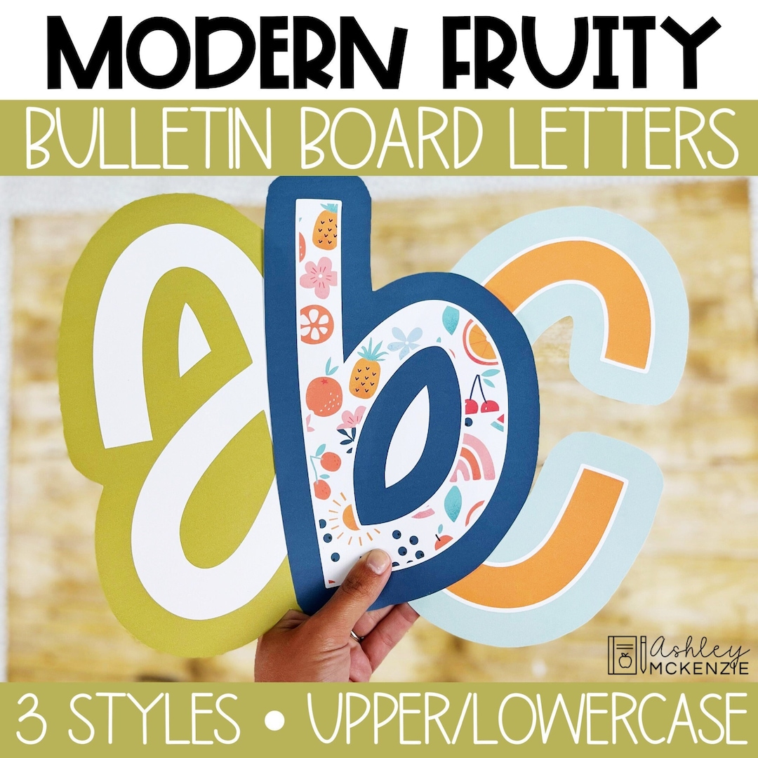 Modern Fruity Classroom Decor, A-Z Bulletin Board Letters, Punctuation ...