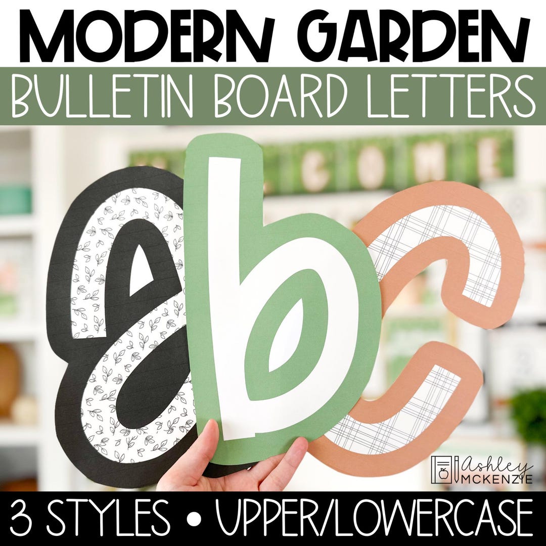 Modern Garden Bulletin Board Letters, Punctuation, and Numbers, Calming ...