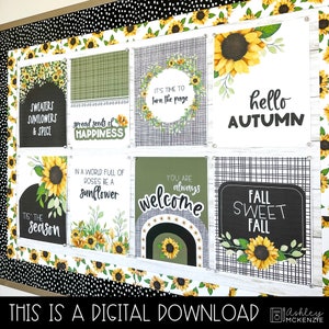 Fall Sunflowers Classroom Decor, Bulletin Board Kit, Classroom Posters ...