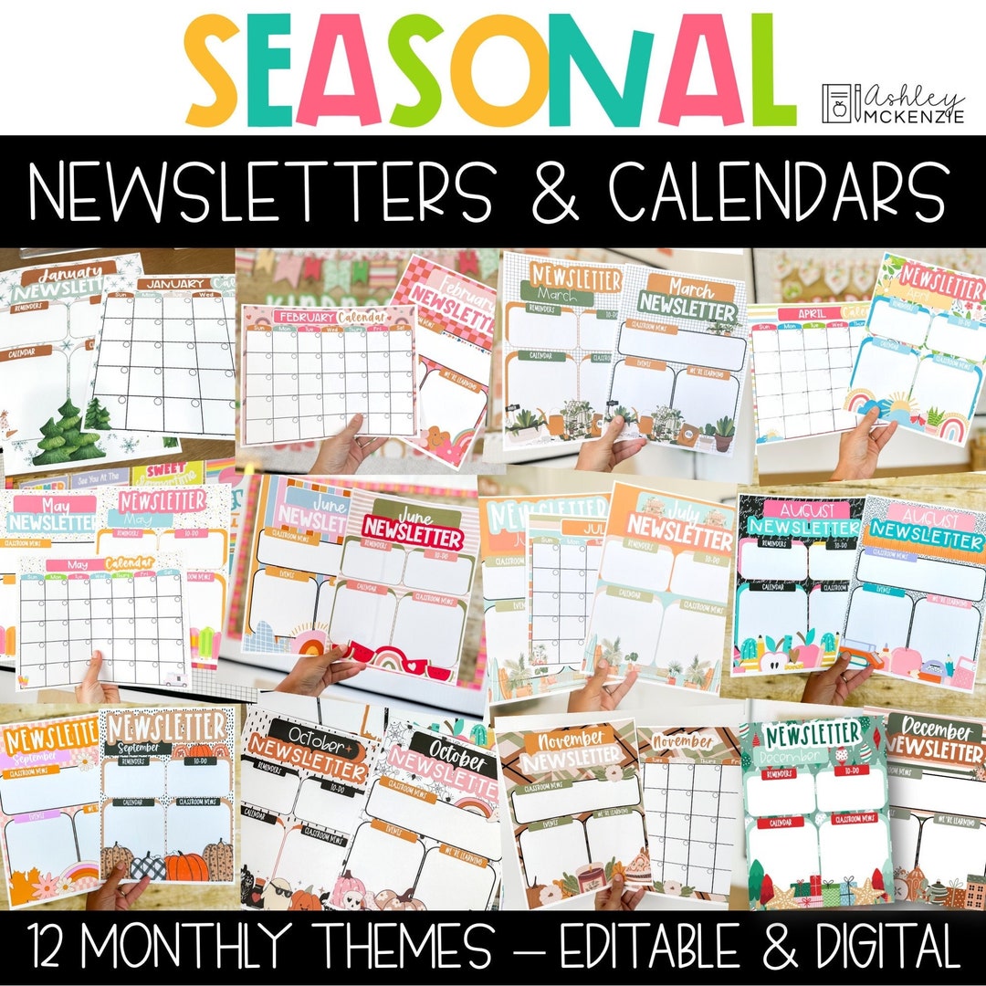 Editable Classroom Newsletter Templates for All Year Editable Calendar ...