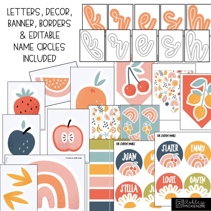 Modern Fruity Back to School Bulletin Board Kit, Easy and Modern ...