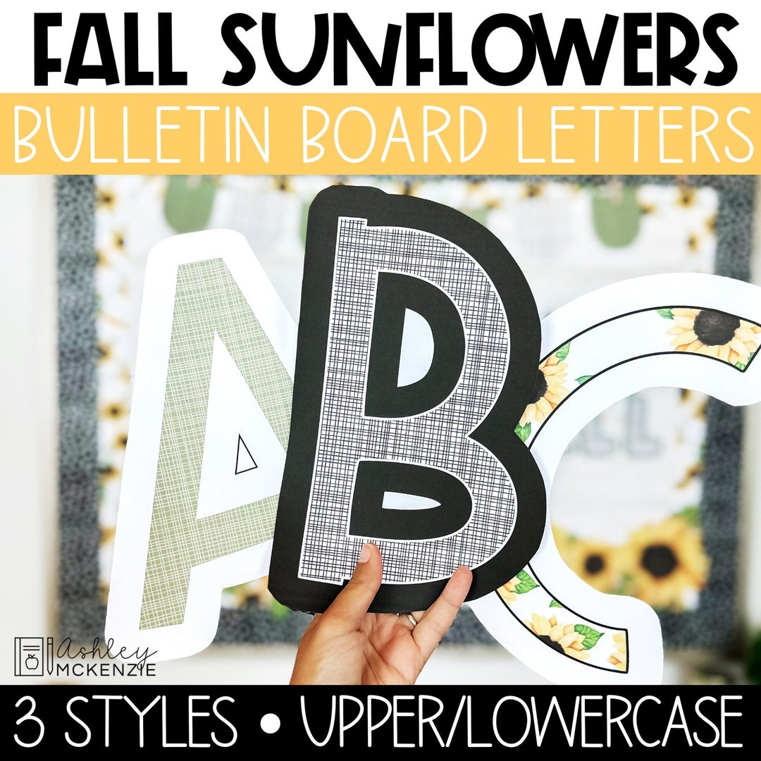 Fall Sunflowers Classroom Decor, A-Z Bulletin Board Letters ...